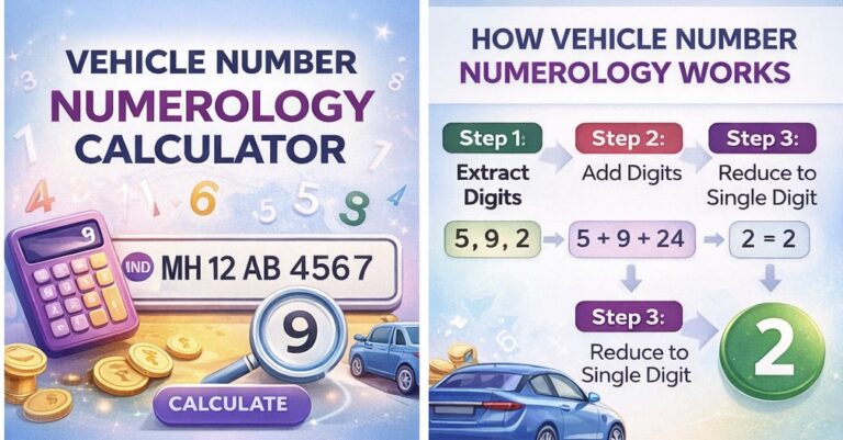 Vehicle Number Numerology Calculator – Check Lucky or Avoid Numbers